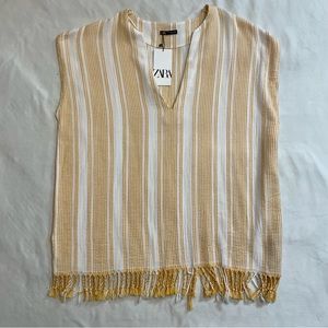 Zara | Tops | Nwt New Zara Rustic Fringed Kaftan Size Ml | Poshmark